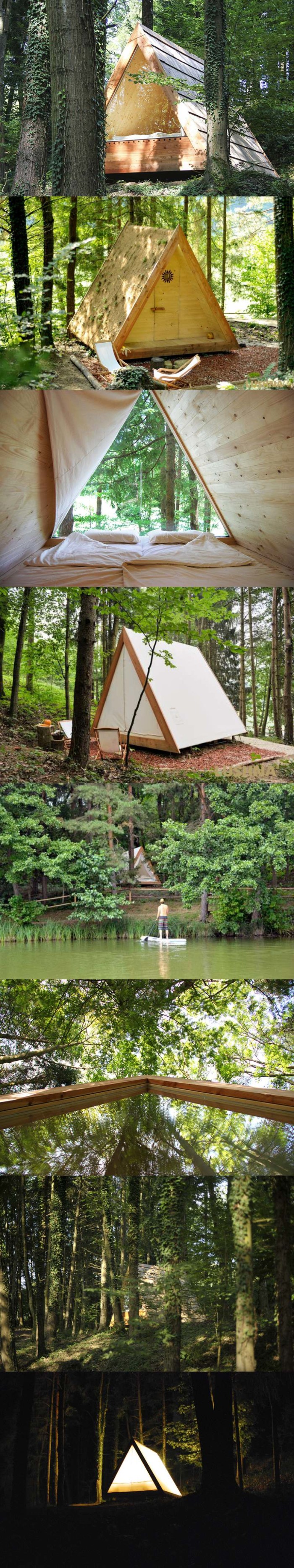 Triangular Cabins กระท่อมสำเร็จรูปที่คุณจะนำไปตั้งไว้กลางป่า หรือที่ไหน ...